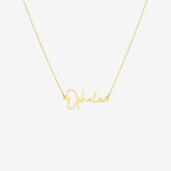 Custom Signature Name Necklace in 18k Solid Gold | Personalized Script